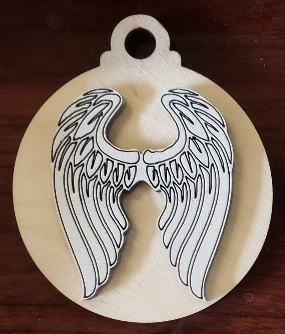 Ornament, Angel Wing Round – Grandpa Goose LLC
